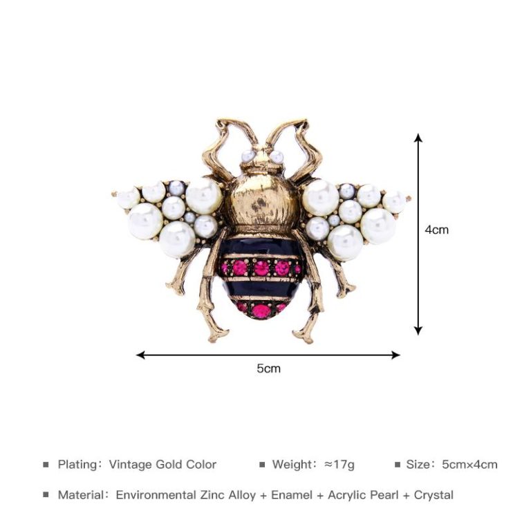 Vintage Simulated Pearl Bee Pin Brooch - Bohemian Beach Boutique