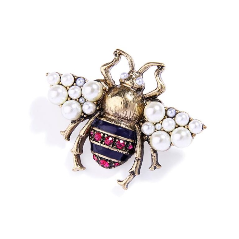 Vintage Simulated Pearl Bee Pin Brooch - Bohemian Beach Boutique